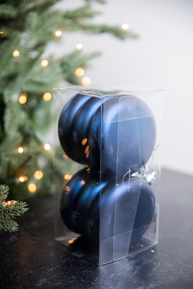 10cm Shiny Midnight Blue Round Disk Ornaments - Set of 6 - Decorator's ...
