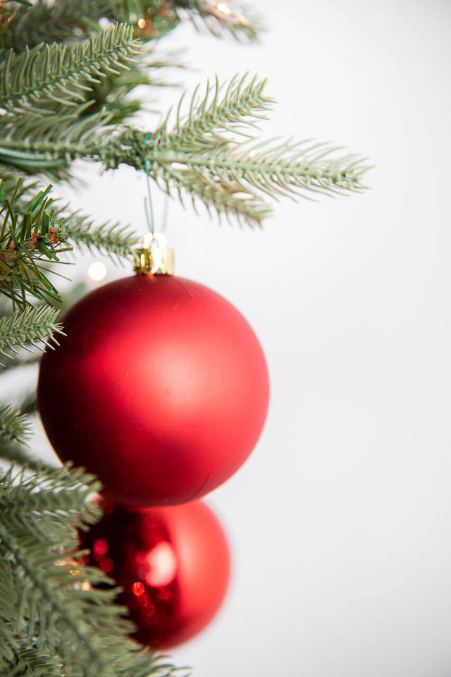 3.1” Shiny/Matte Christmas Red Shatterproof Ornaments (Set of 6 ...