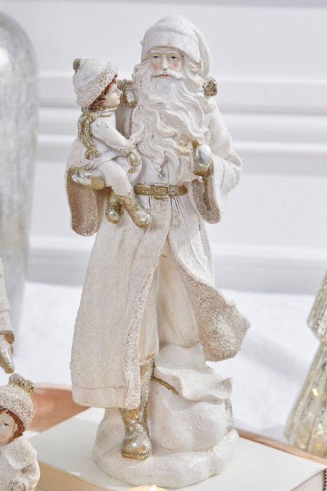 14” Resin Frosted Santa with Children - Decorator's Warehouse