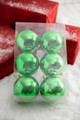 3” Green Shiny Ball Ornaments - Set of 6 - Decorator's Warehouse