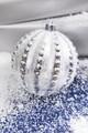 4" Silver Bead Stripe Ball Ornament - Decorator's Warehouse