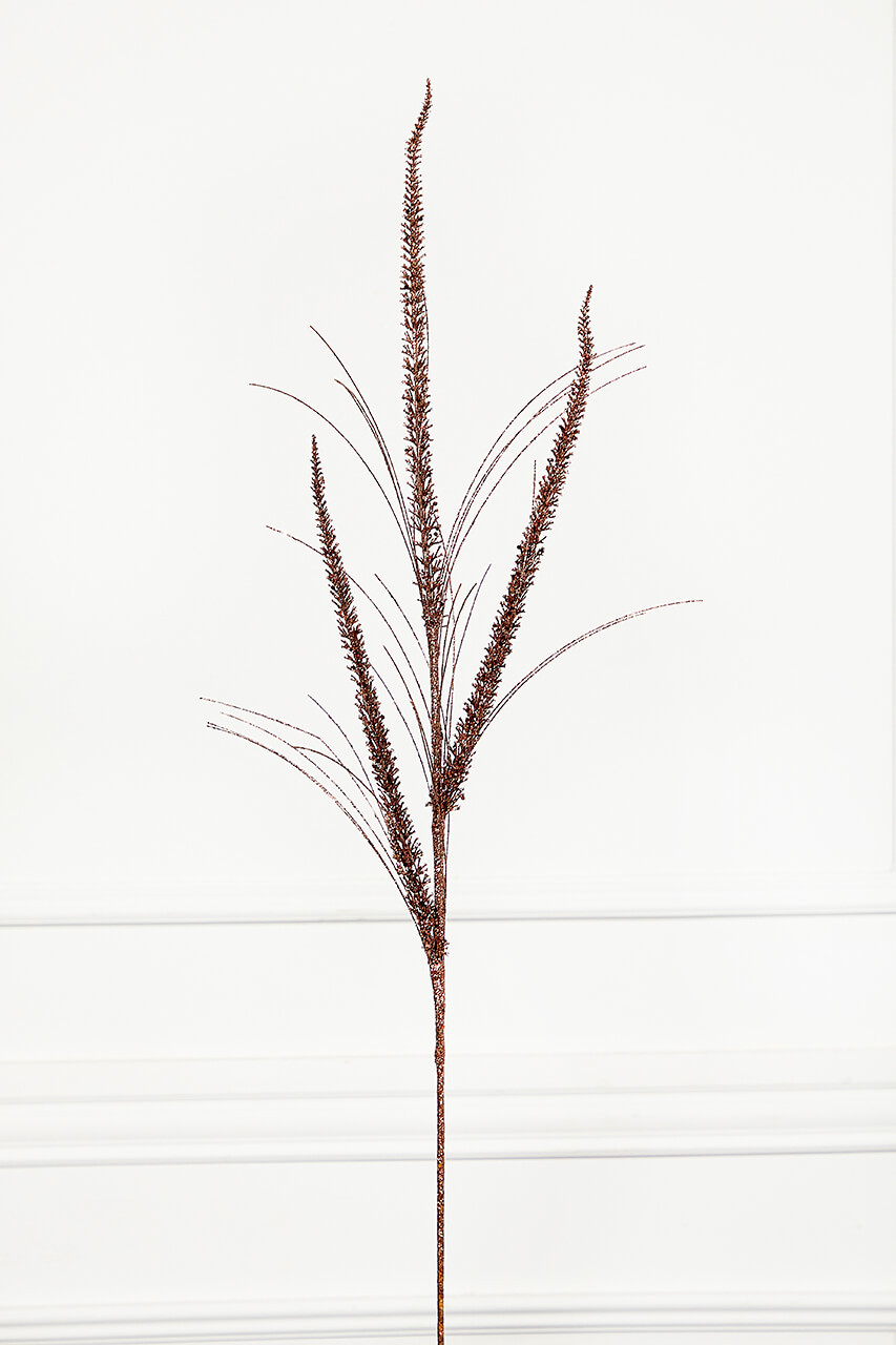 34" Glitter Mica Triple Spike Grass Spray - Copper - Decorator's Warehouse