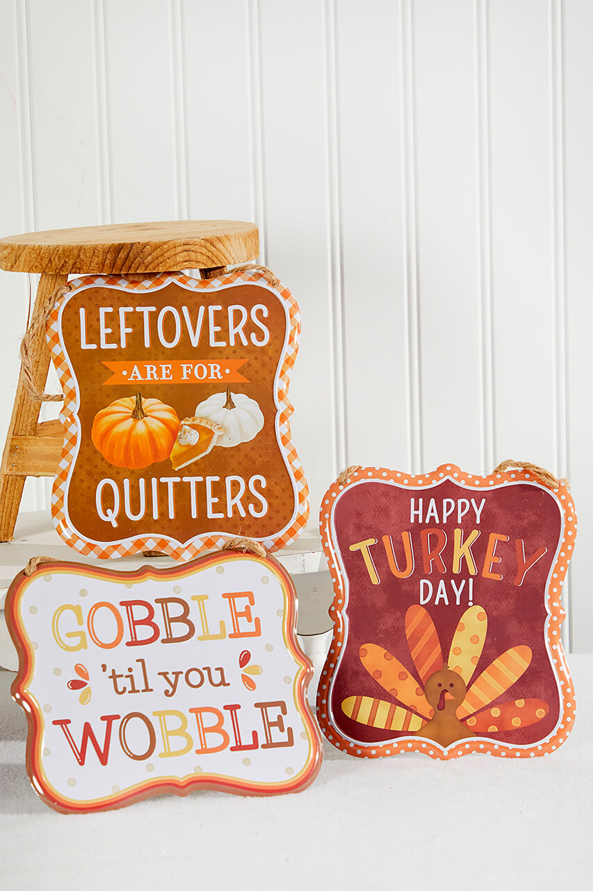 Fall Signs | 12” Metal Enamel Harvest Sign | Decorator's Warehouse
