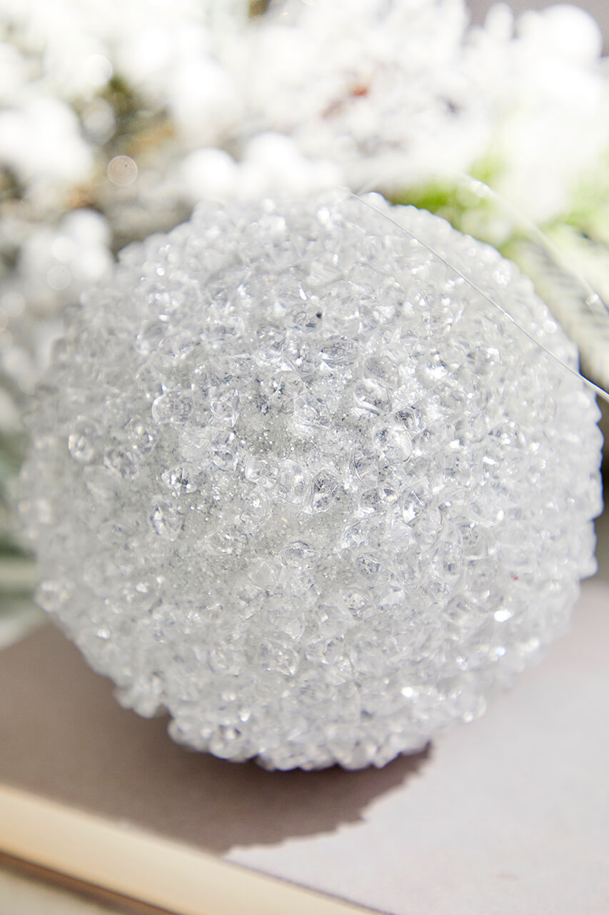 4" Silver Crystal Ball Ornament - Decorator's Warehouse