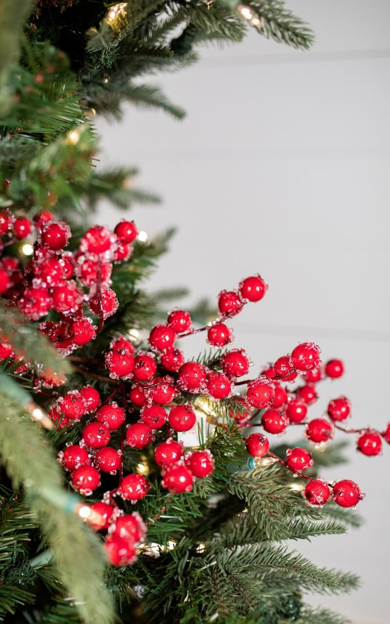 40” Iced Sparkle Berry Christmas Sprays - Cardinal Christmas Sprays