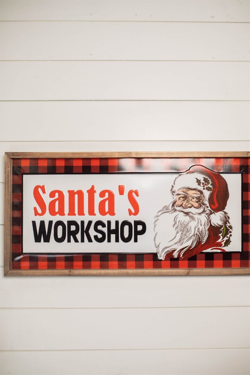36” Metal “Santa’s Workshop” Welcome Sign - Decorator's Warehouse