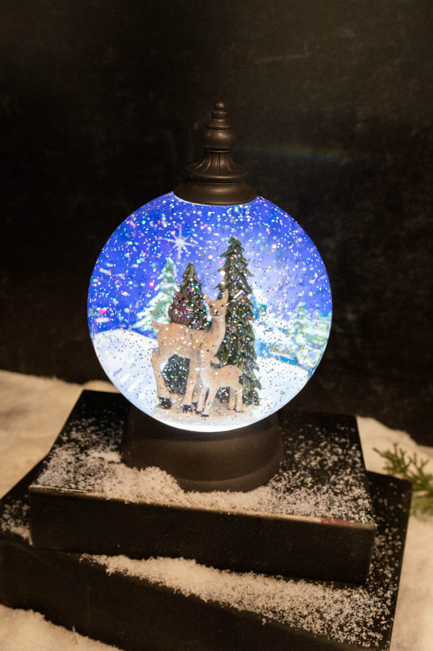 9" Battery Operated Lighted Spinning Water Globe with Holiday Design ...