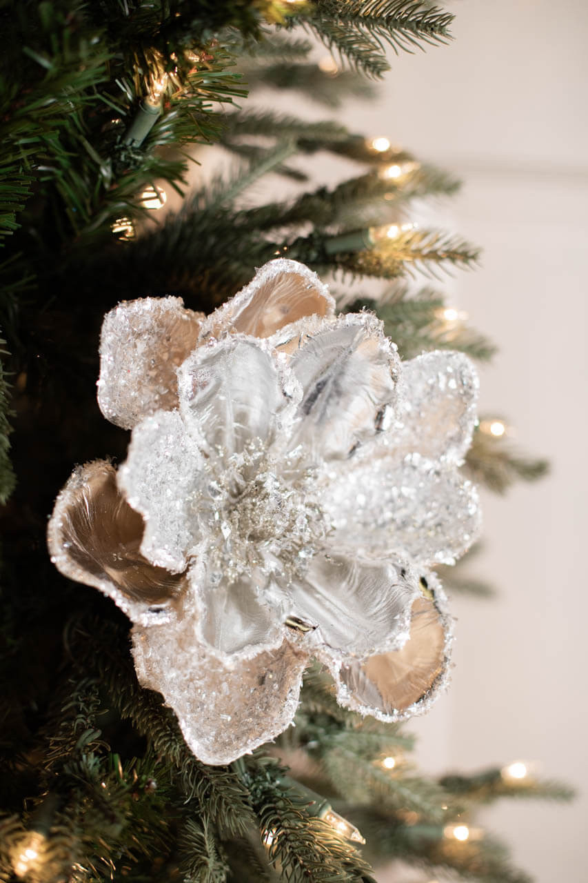 24” Beaded Champagne Magnolia Stem - Decorator's Warehouse