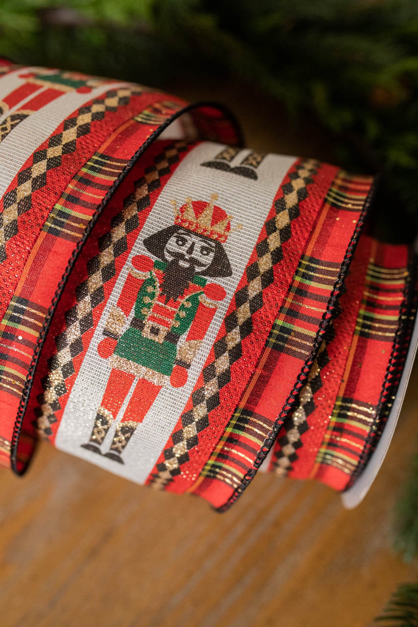 4” x 10 Yard Nutcracker Diamond / Plaid Ribbon - Nutcracker Christmas ...