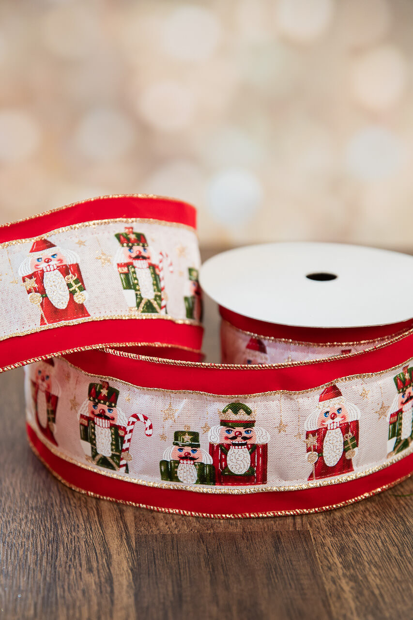 4” x 10 Yard Nutcracker Velvet/Gold Black Wired Ribbon - Nutcracker ...