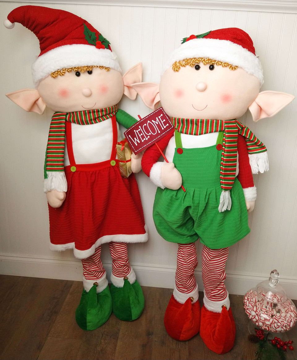 51" Jumbo Plush Holiday Standing Elf - Decorator's Warehouse