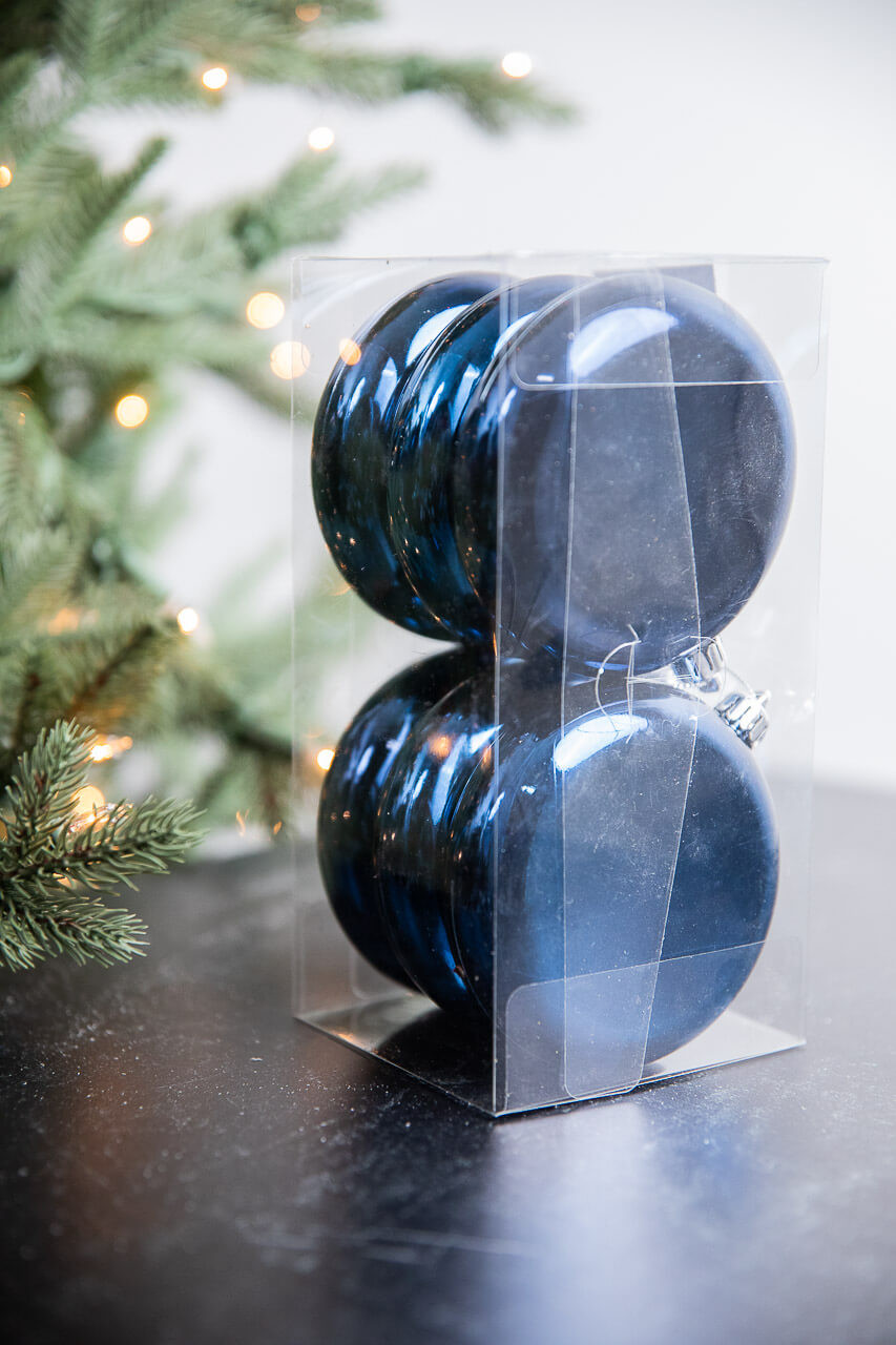 10cm Shiny Midnight Blue Round Disk Ornaments - Set of 6 - Decorator's ...