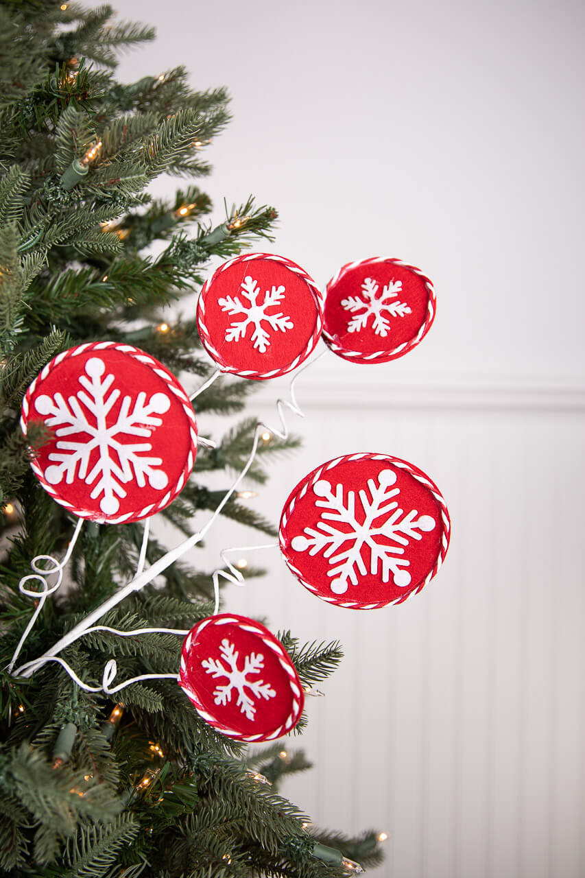 24” Red and White Snowflake Stem - Decorator's Warehouse