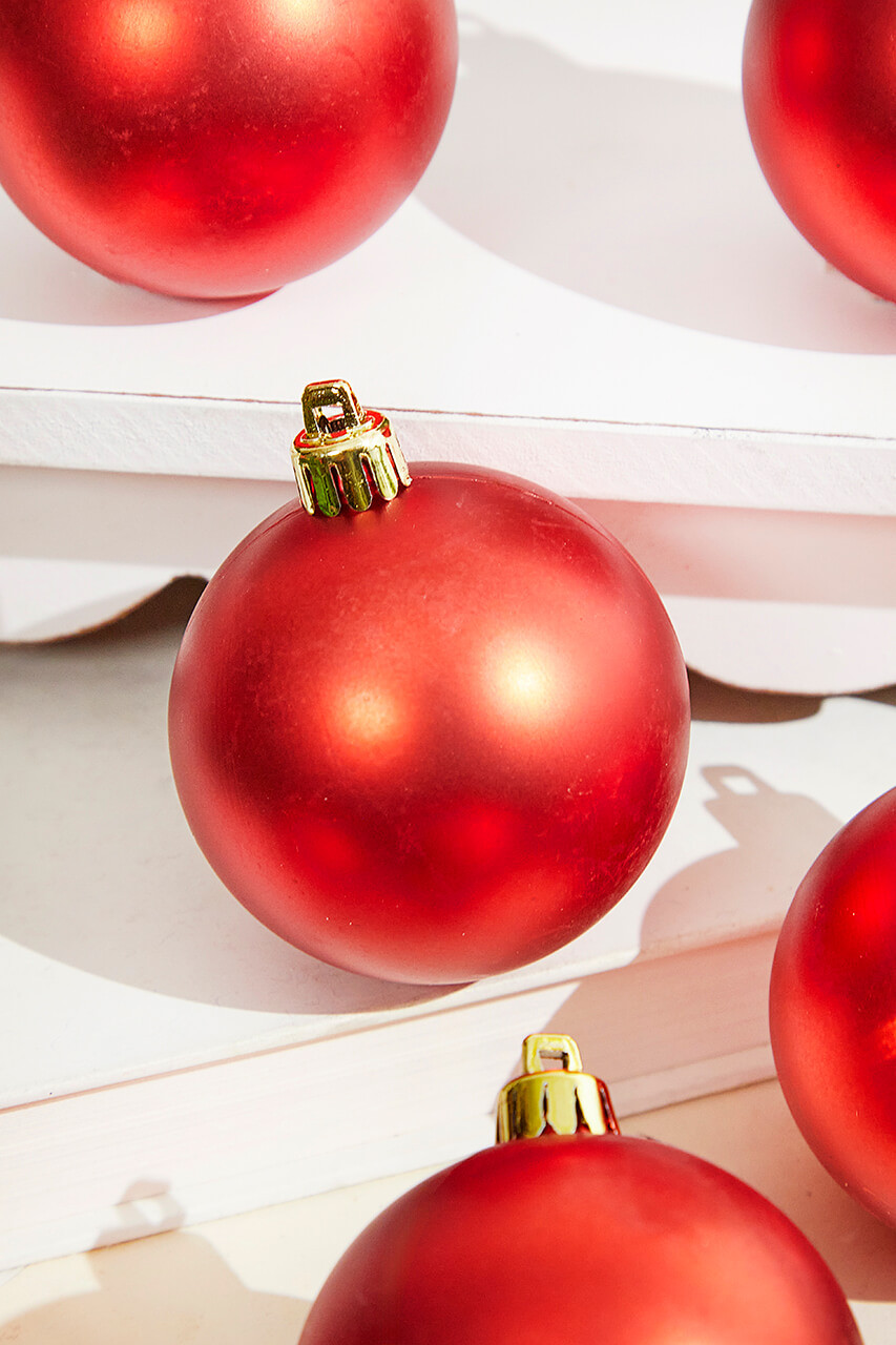 2.5” Red Matte Ball Ornaments - Set of 12 - Decorator's Warehouse