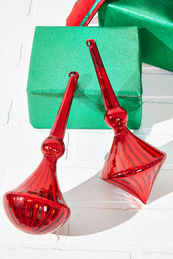 10" Red Glass Drop Ornament - Decorator's Warehouse