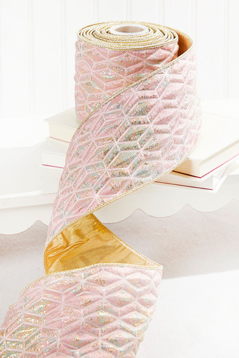 4" x 5 Yard Pink Chadwick Dupioni Back Ribbon - Decorator's Warehouse