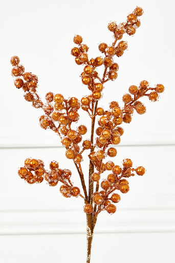 27" Beaded Iced Berry Spray - Brown - Decorator's Warehouse
