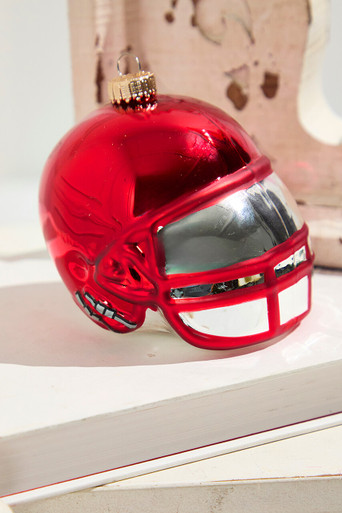 3.5" Red Glass Football Helmet Ornament - Decorator's Warehouse