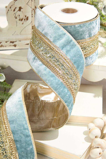 4" x 5 Yard Trim Velvet Metallic Back Ribbon - Decorator's Warehouse