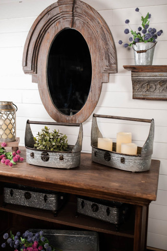 Nested Metal Buckets with Latch Accent - Set of 2 - Decorator's Warehouse