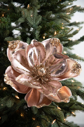 22” Rose Gold Metallic Magnolia Stem - Decorator's Warehouse