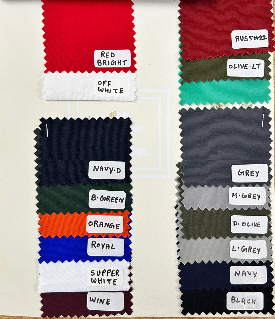 100% Nylon Solid Dyed Plain Wir Color Chart W-58 Gsm-125 Dtl-N-Star-5002-Hd