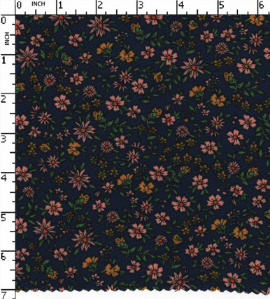 100% Rayon Printed Plain Daisy Navy/Green/Baby Pink/Mustard 30X30 W-54 ...