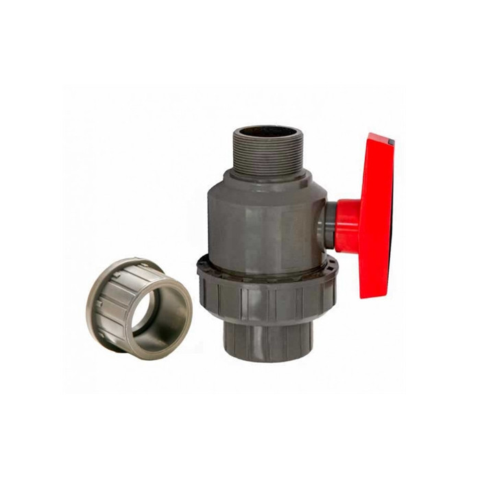 PVC Single Union Ball Valve 1"MPT x Socket/FPT - AquaCave.com | AquaCave