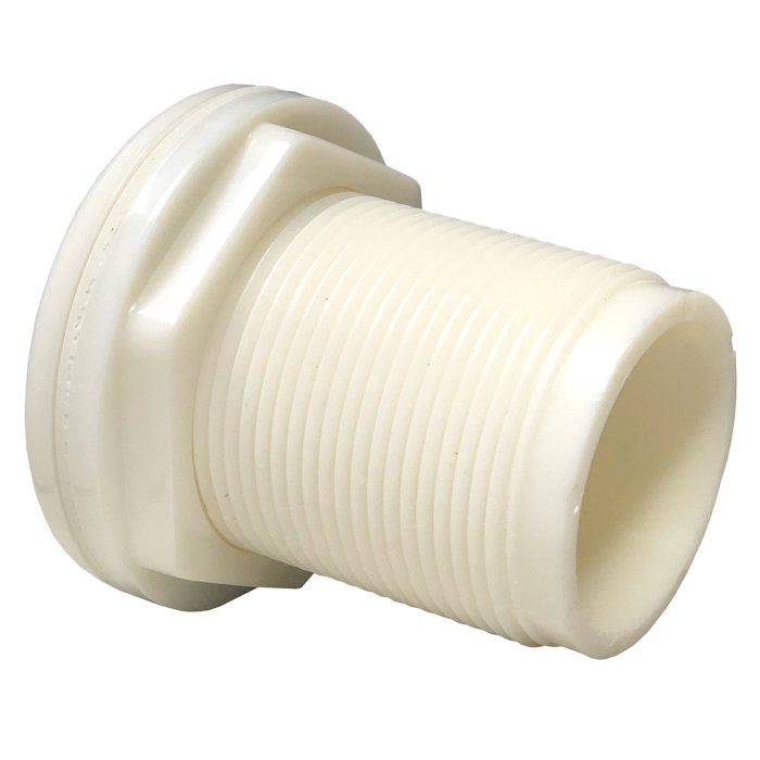 1" White Bulkhead SxS - AquaCave.com | AquaCave