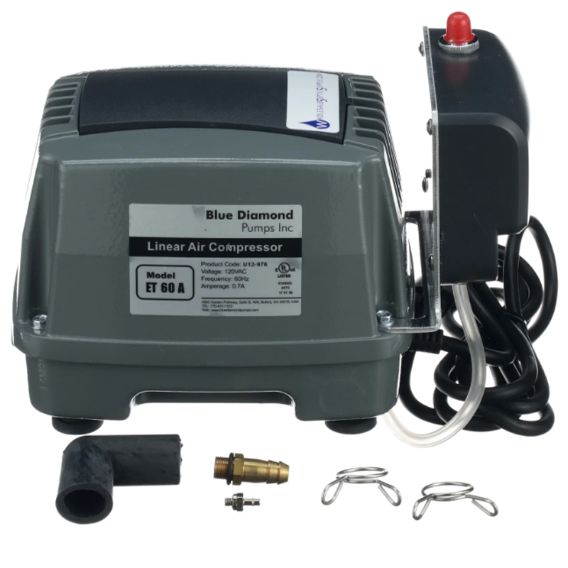 Blue Diamond ET60A W/ALARM Linear Air Pump - AquaCave.com | AquaCave