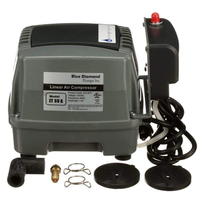 Blue Diamond ET80A W/ALARM Linear Air Pump - AquaCave.com | AquaCave