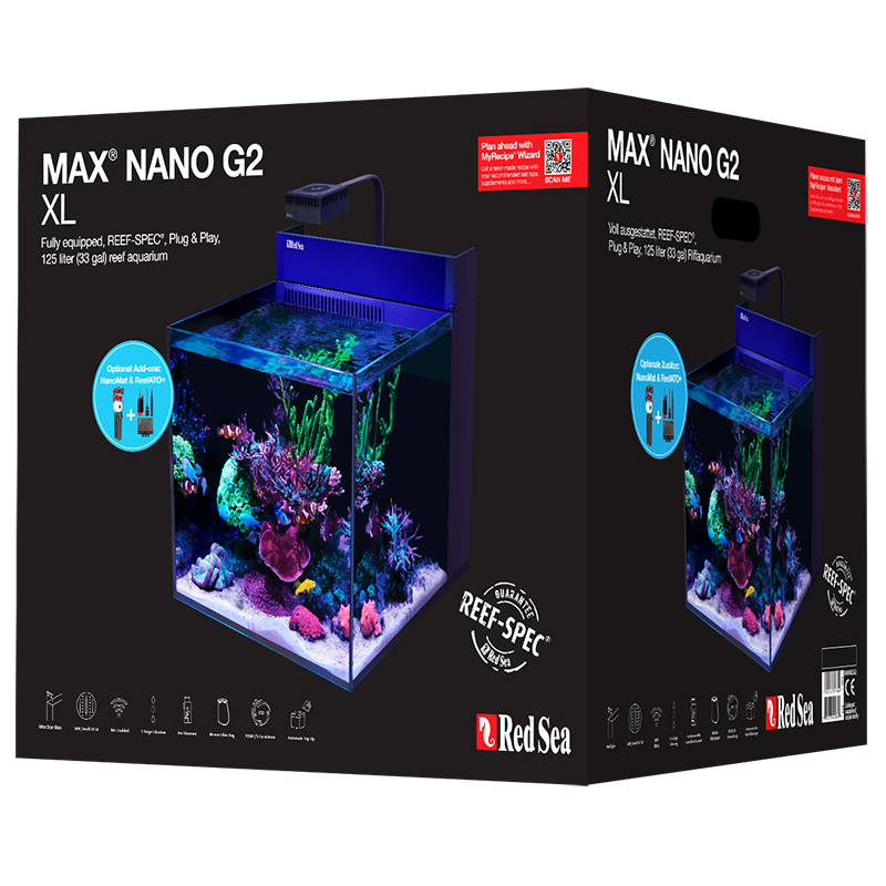 Red Sea Max Nano XL G2 Aquarium with ReefLED - Inc Black Cabinet | AquaCave