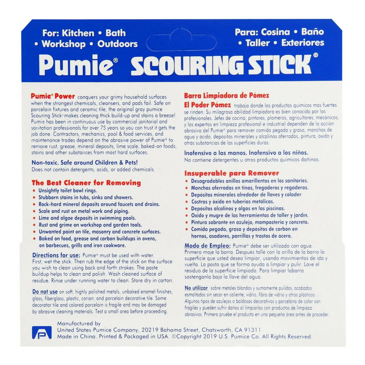 Pumie Scouring Stick, removes hard stains, non toxic, hand held Super ...
