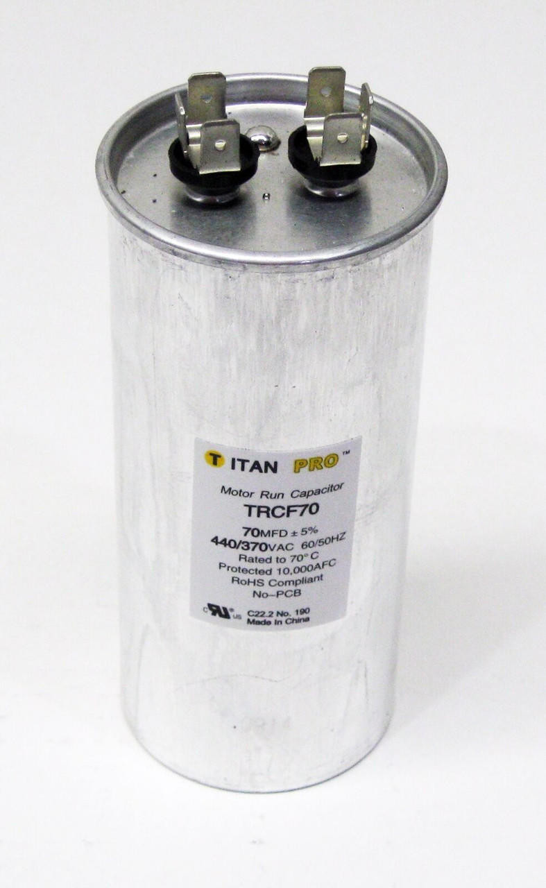 TitanPro TRCF70 HVAC Round Motor Run Capacitor. 70 MFD/UF 440/370 Volts ...
