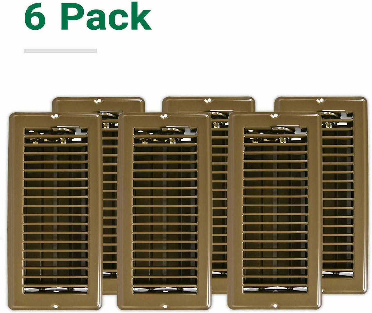 Mobile Home Floor Register 4 x 8 Brown w/ damper 6-pack - Redstag Supplies
