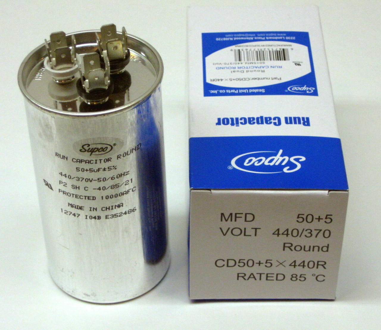 Air Conditioning HVAC Round Dual Motor Run Capacitor 50 + 5 MFD 440 ...