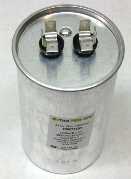 Round Motor Run Capacitor 100 MFD/UF 370 Volts TitanPro TRC100 HVAC ...