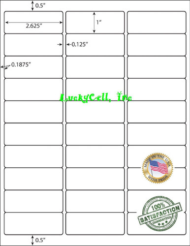 3000 Address Labels Amazon FBA Labels 30 Per Sheet 30UP 2.625''x1'' 100 ...