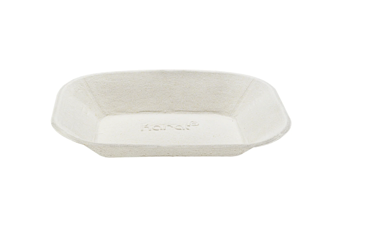 9" x 7" GreaseEase Molded Fiber Food Tray - 500 pcs