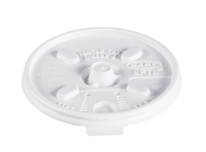 8 oz HIPS Plastic Lift 'n' Lock Lid, Dart - White