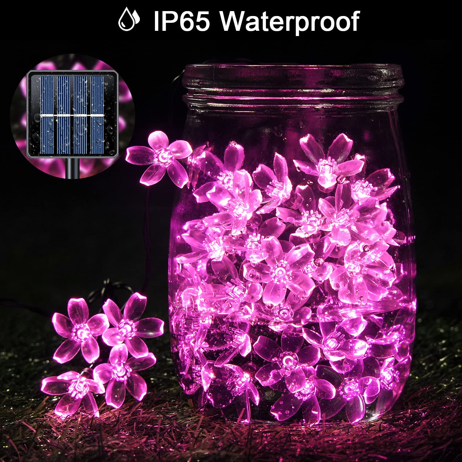 pink solar string lights