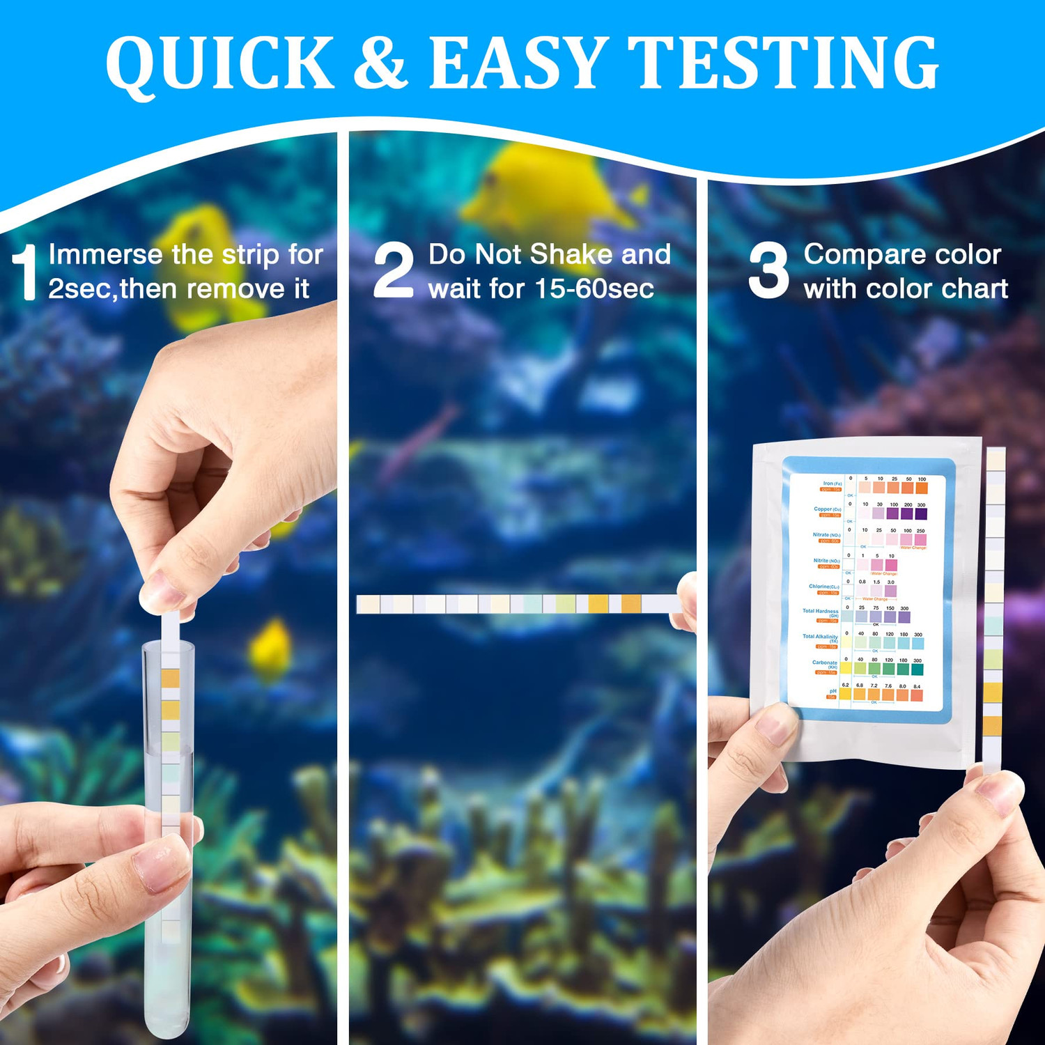 Funswtm Aquarium Test Strips For Freshwater Fish: 7 In 1 Fish Tank ...