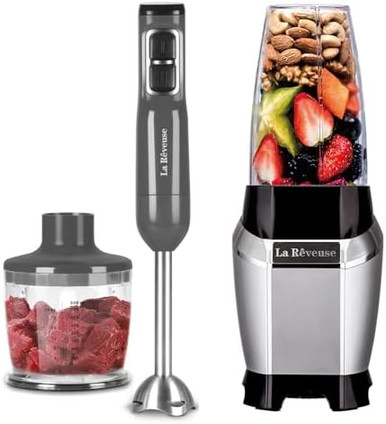 La Reveuse 3 In 1 Immersion Blender + La Reveuse 600W Powerful Blender ...