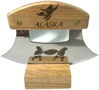 The Ulu Factory Alaska Birch Ulu Knife 6" Stainless Steel Blade With ...