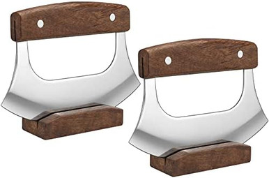 Hanaive 2 Set Pizza Cutter Mezzaluna Ulu Knife With Base Salad Veggies ...