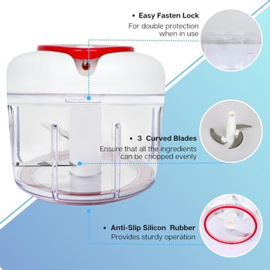 Easy String Pull Food Chopper Manual Food Processor for Chopping Dicing ...