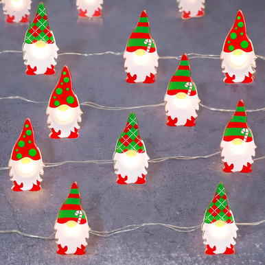Christmas Decorations Gnomes String Lights Battery Operated with Remote ...