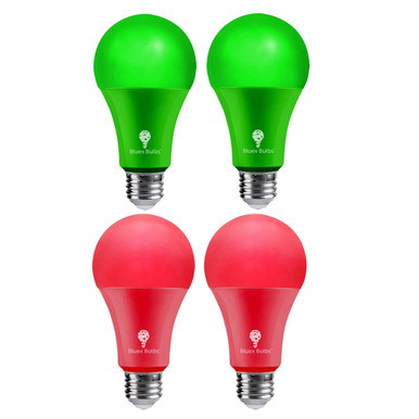 4 Pack BlueX LED A21 Red Green Light Bulbs - 15W (120Watt Equivalent ...