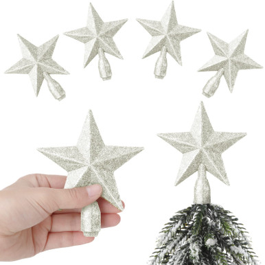4 Pcs 4 Inches Glitter Star Christmas Tree Topper Mini Christmas Star ...
