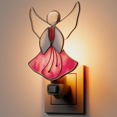 Night Light Flying Pink Angel Stained Glass Night Lights Plug into Wall ...